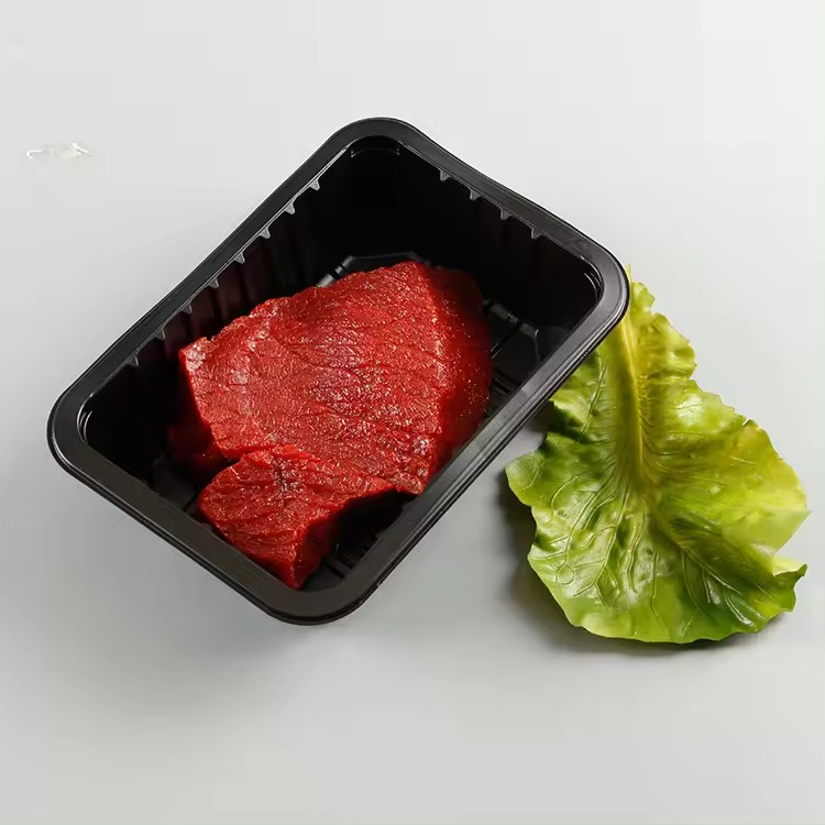 Disposable plastic meat packaging for meat display