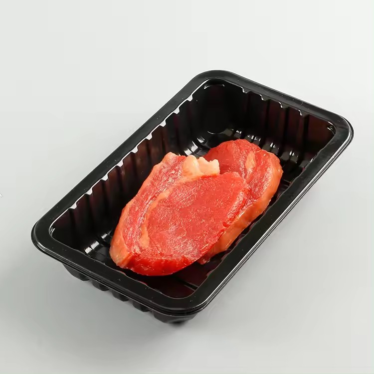 Disposable plastic meat packaging for meat display