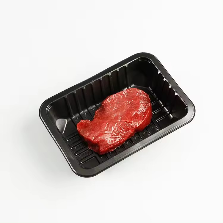 Disposable plastic meat packaging for meat display